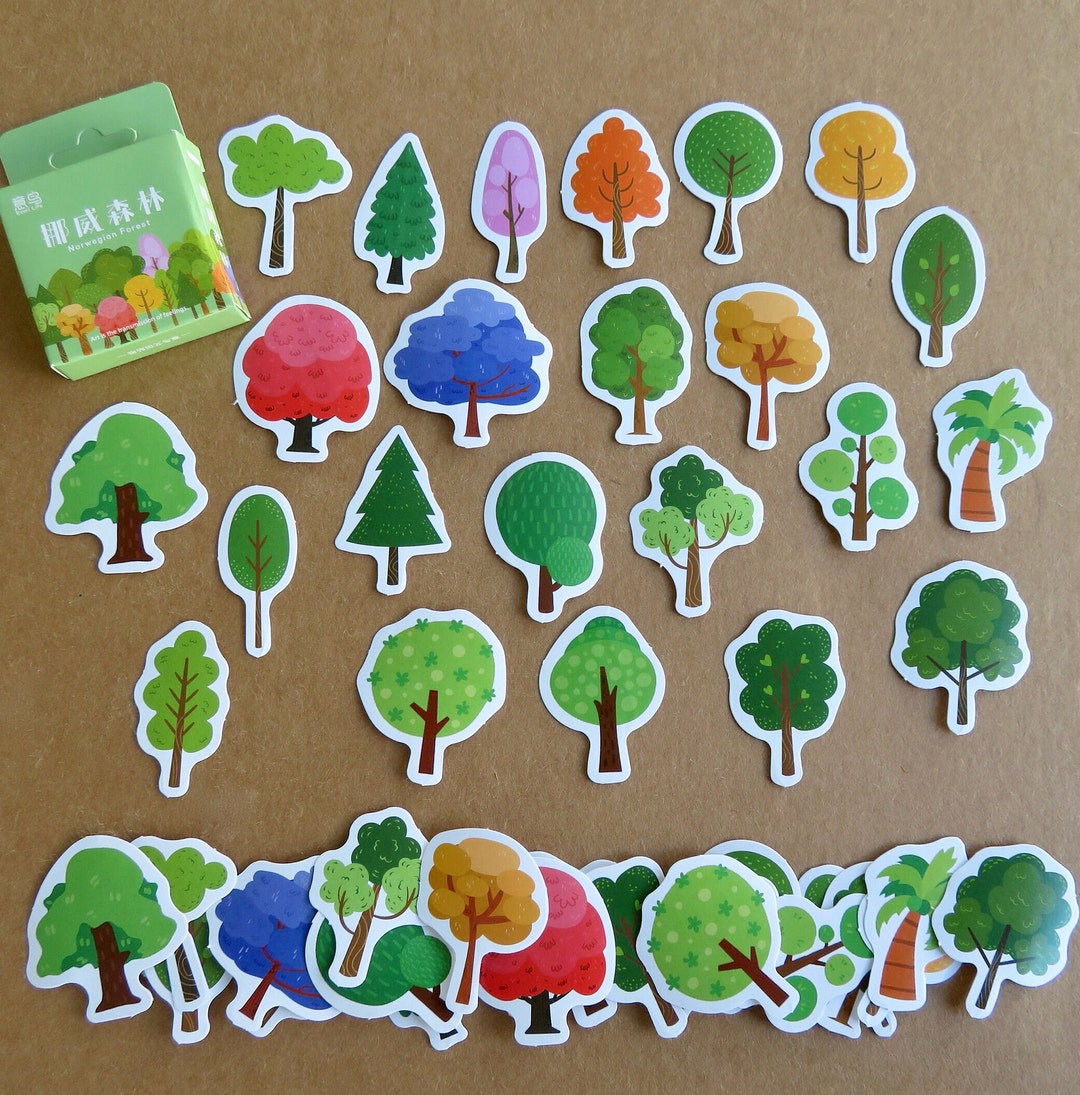Scandi Tree Sticker Set, Woodland Forest Theme Stationery, Planner ...