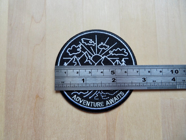 Adventure Awaits Travel Iron on Patch, Mountain Hiking Walking Badge ...