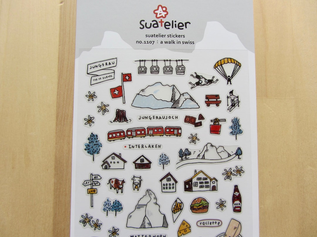 Switzerland Stickers, Travel Doodle Stickers, Swiss Planner Journal ...