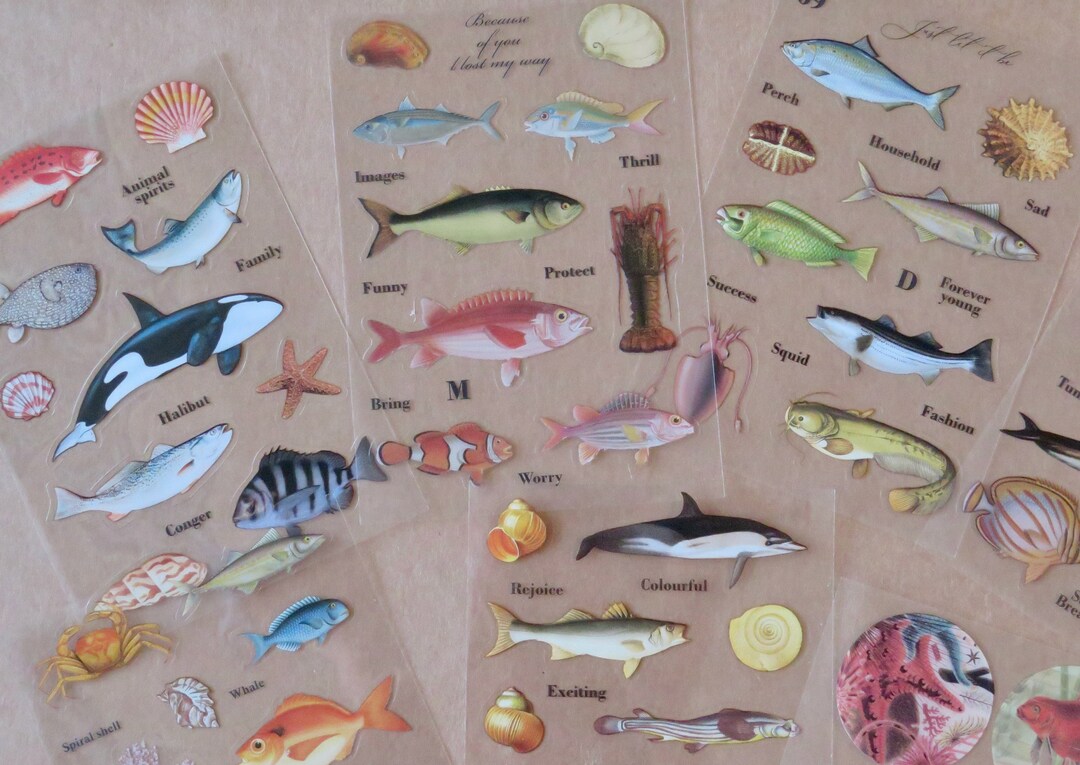 Fish Dolphin Ocean Stickers, Marine Theme Planner Journal Stickers, Sea ...