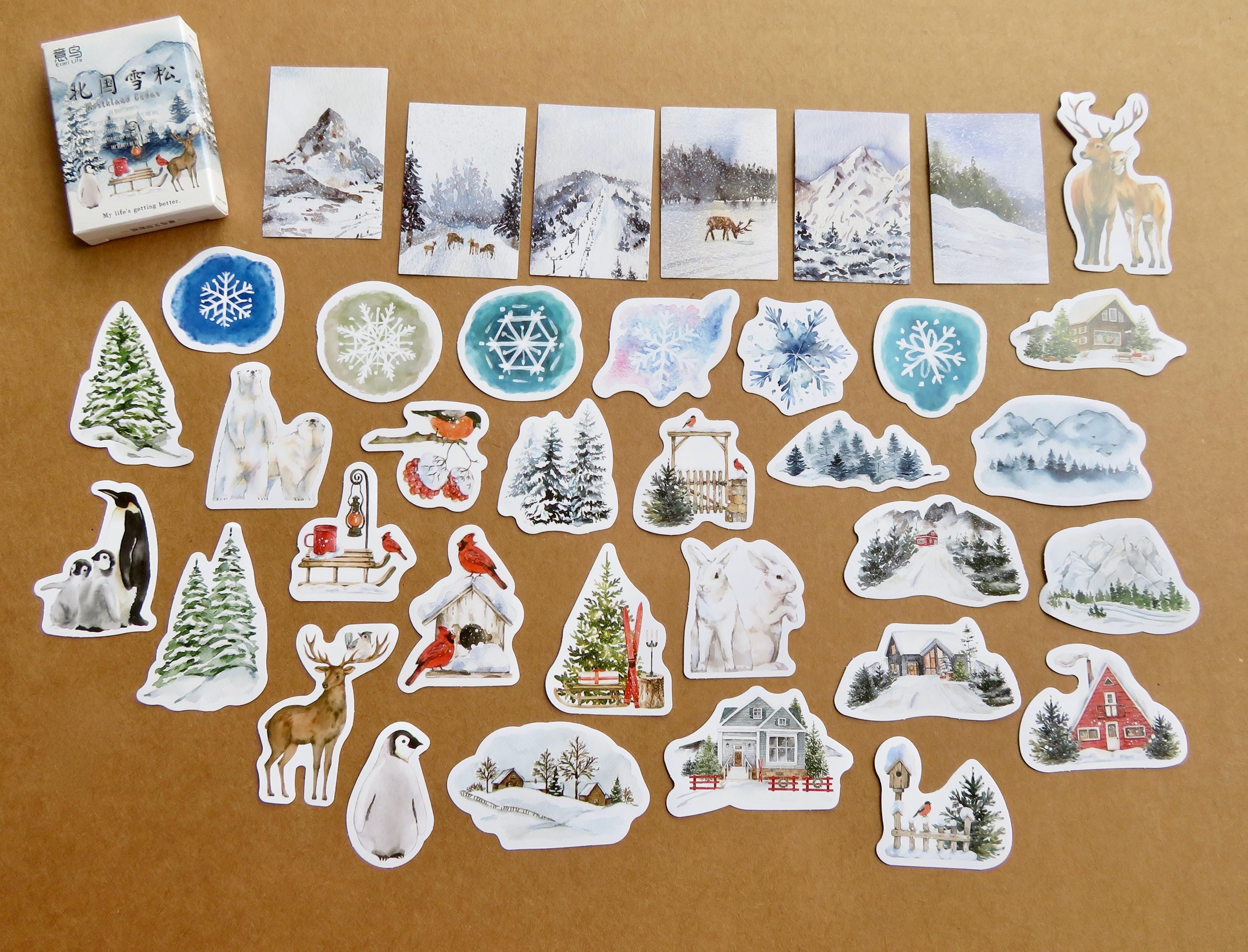 36 Winter Snow Scenery Stickers, Snowy Landscape Art Planner Journal ...