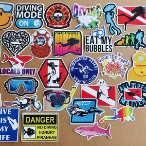 30 Illustrated Scuba Diving Stickers, Dive Planner Journal Scrapbooking ...
