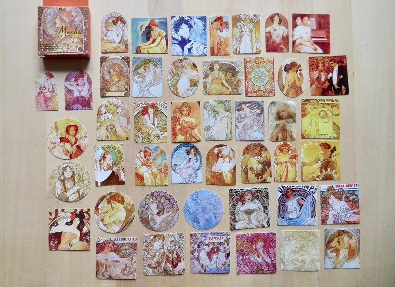 Alphonse Mucha Art Stickers, Classic Art Nouveau Journal Planner ...