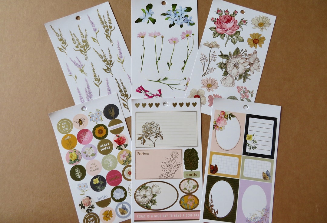 Flower Sticker Set, Journal Diary Scrapbook Wildflower Foil Sticker ...