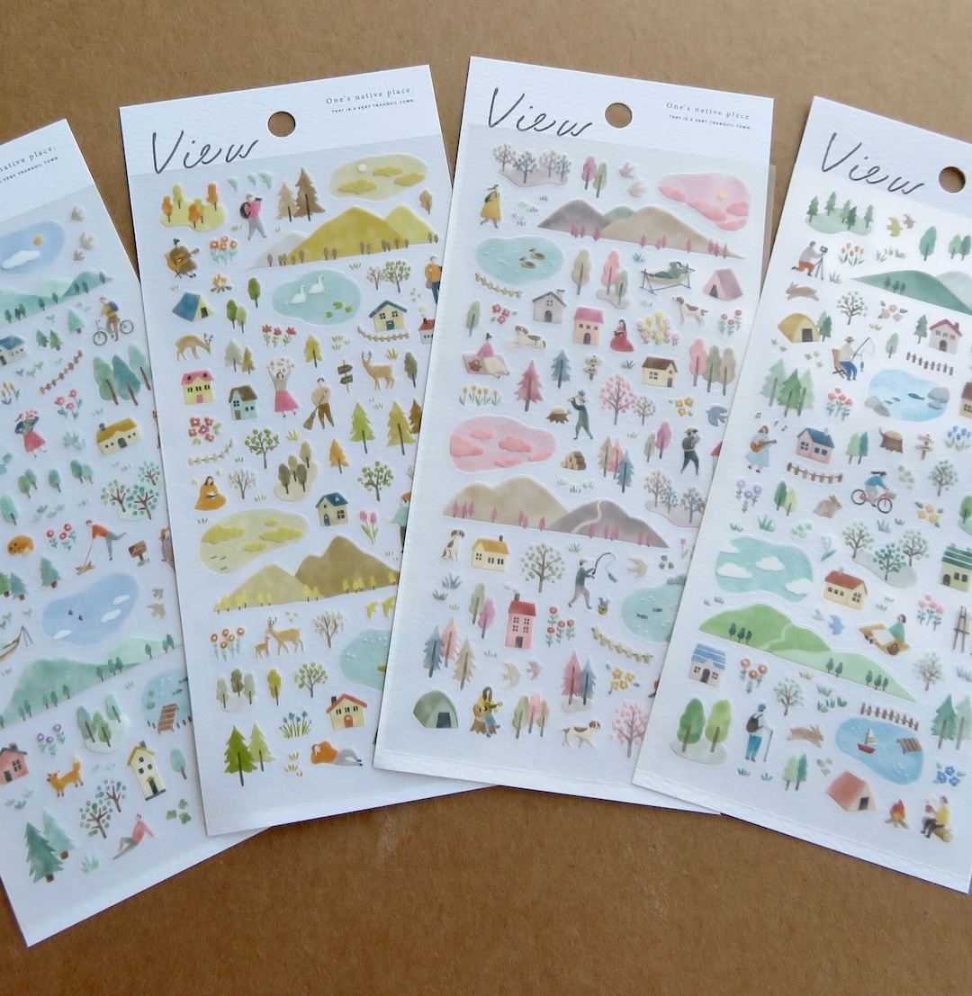Mind Wave View Stickers, Season Fall Summer Themed Stationery, Tiny ...