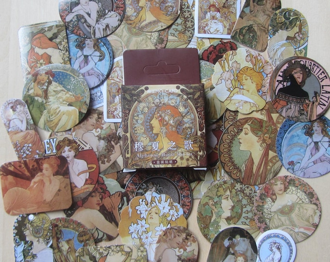 Alphonse Mucha Art Stickers, Classic Art Nouveau Journal Planner ...