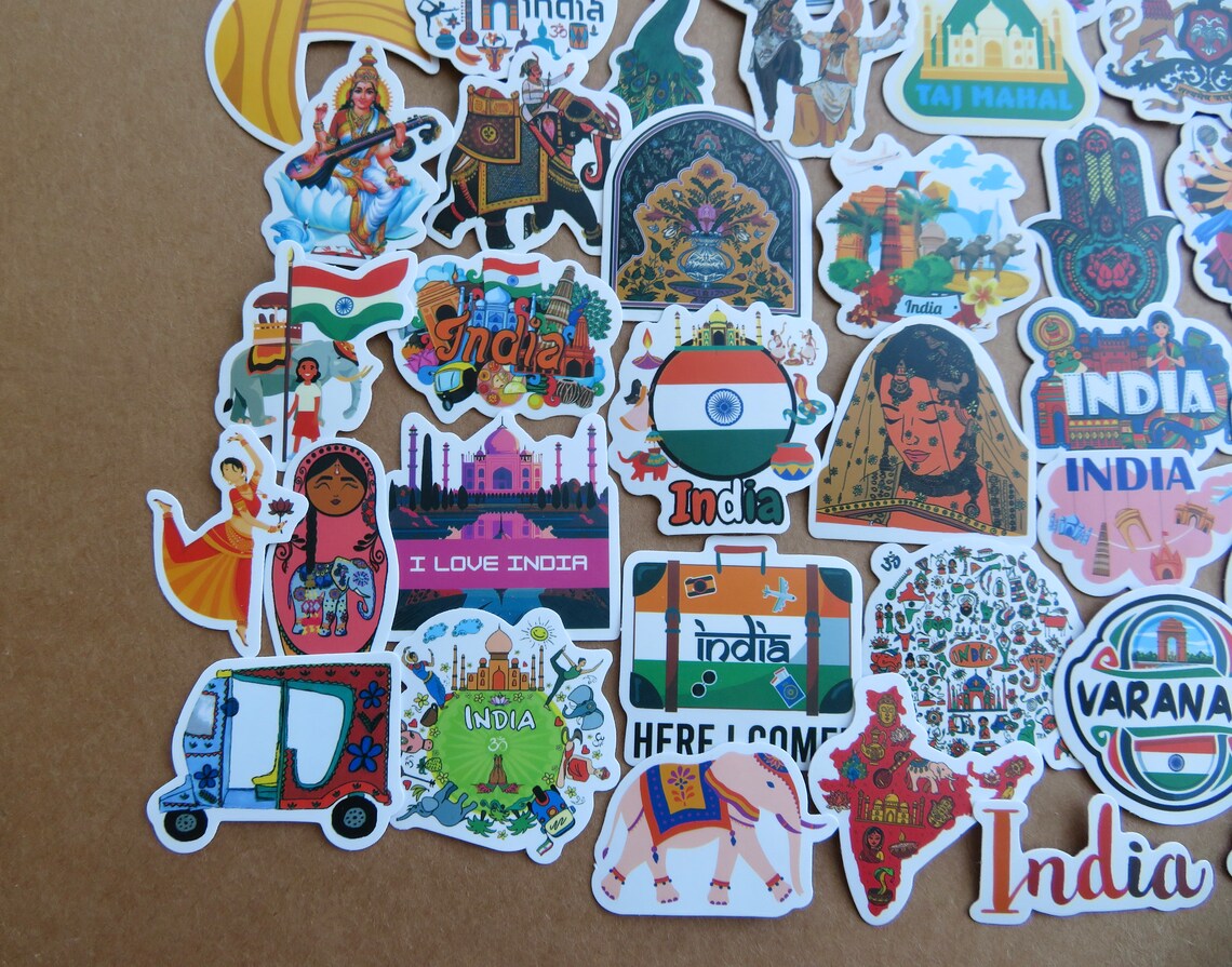 SET 50 India Theme Sticker Pack, Asia Scrapbooking Journal Planner ...