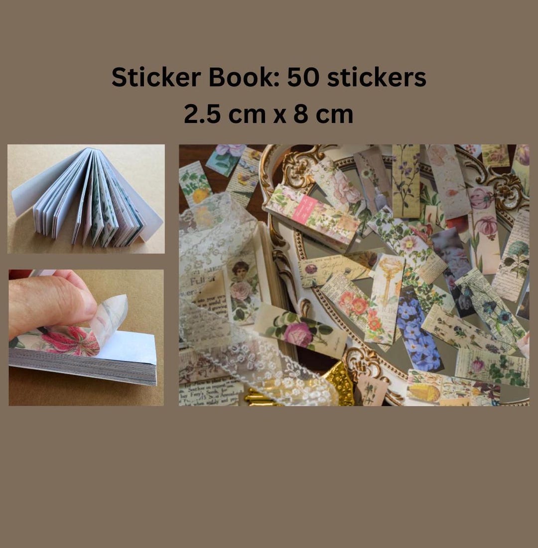 50 Botanical Illustration Vellum Sticker Book, Flower Floral Planner ...