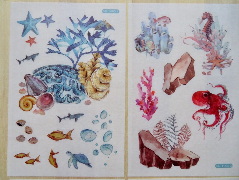 Ocean Stickers, Marine Theme Planner BUJO Journal Diary Jellyfish Fish ...