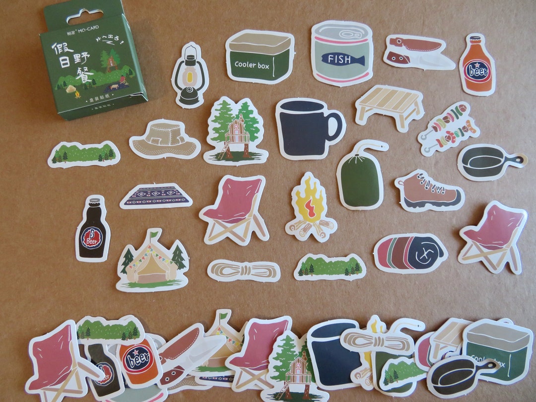 46 Camping Glamping Stickers, Campsite Travel Stickers, Travel Planner ...