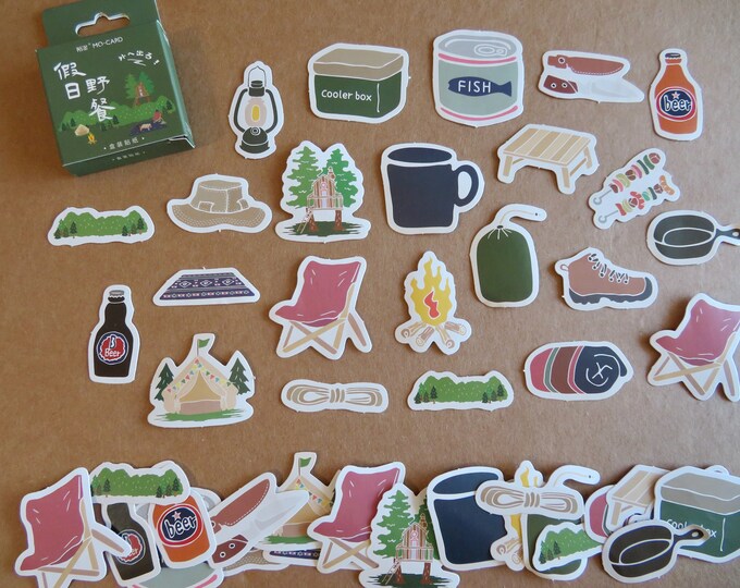 46 Camping Glamping Stickers, Campsite Travel Stickers, Travel Planner ...