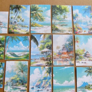 Tropical Travel Scenery Sticker Set, Ocean Beach Scene Stickers ...