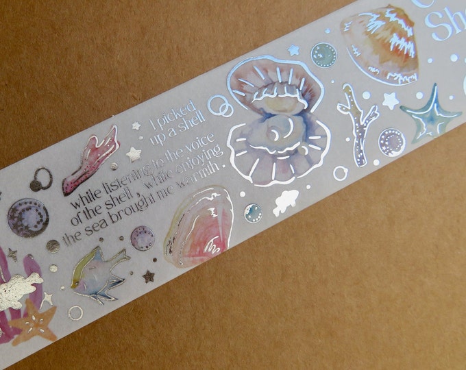 Silver Foil Shell Washi Tape, Ocean Fish Coral Journal Planner ...