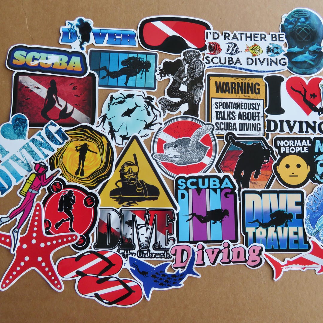 29 Illustrated Scuba Diving Stickers, Dive Planner Journal Scrapbooking ...