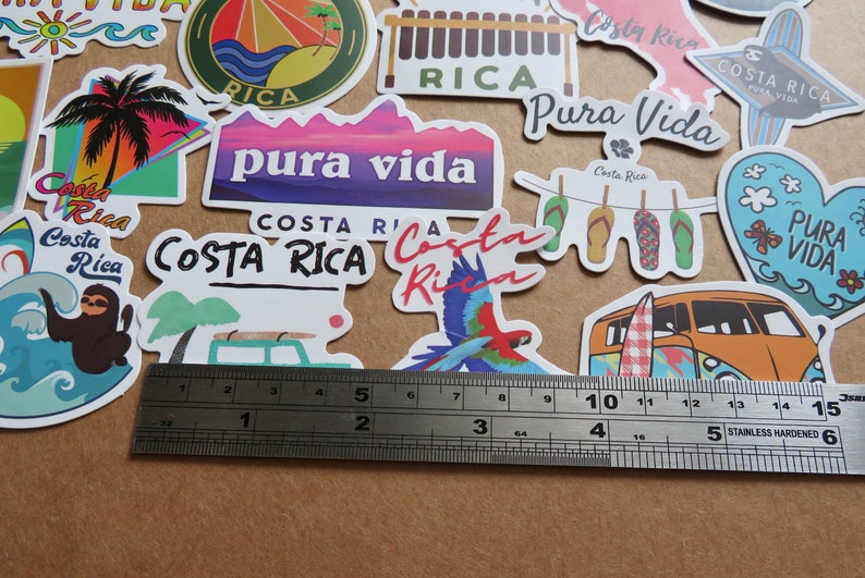 Costa Rica Pura Vida Theme Sticker Pack, Central America Travel ...