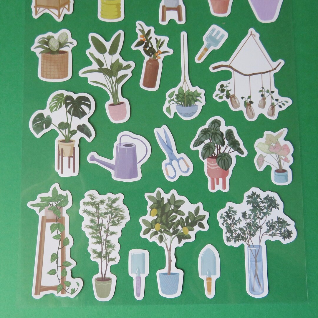 Potted Plant Stickers, House Plant Doodle Stickers, Cactus Journal ...