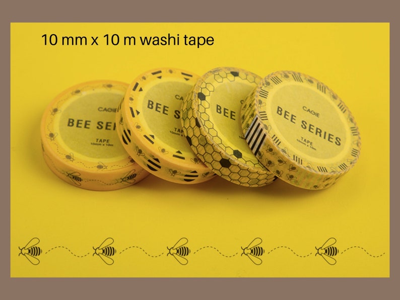 Bee Yellow Black Washi Tape 10 Mm Bee Themed Honeycomb - Etsy