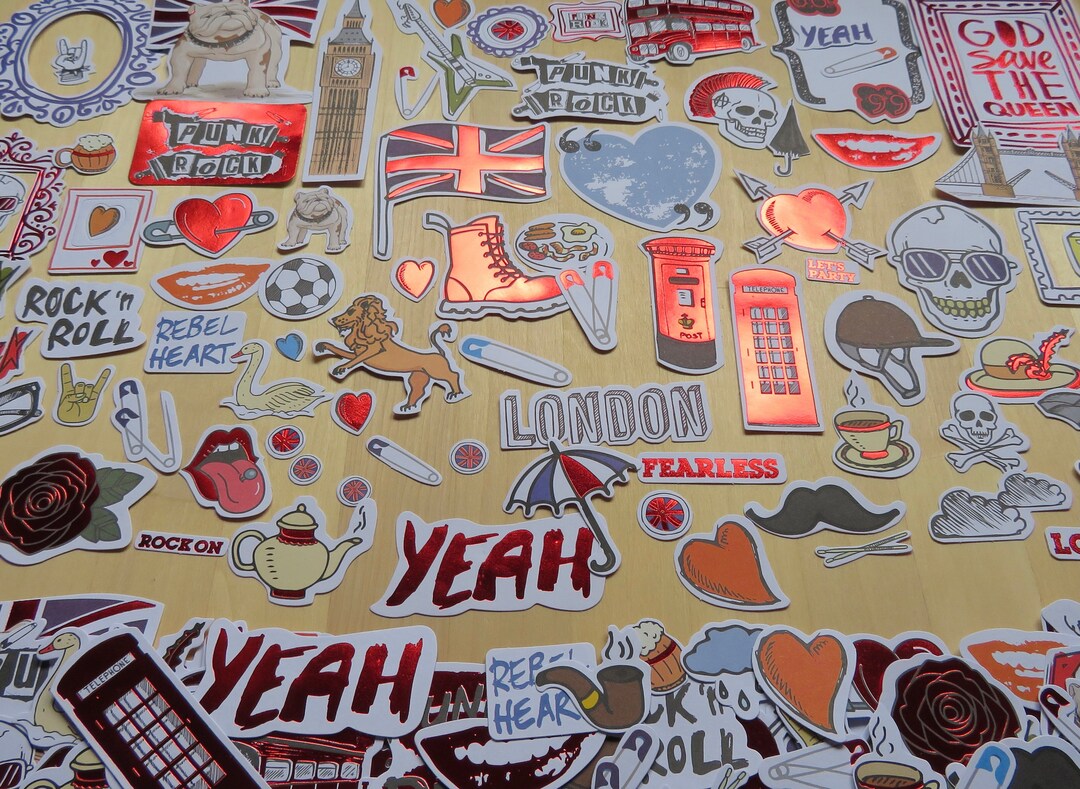 168 London England I Love Punk Die Cuts, Red Metallic Foil Journal ...