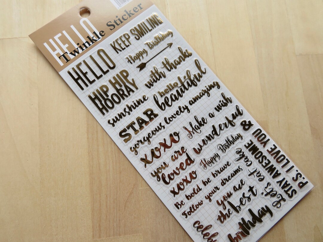 Positive Happy Phrase Word Stickers, Gold Foil Inspirational Planner ...