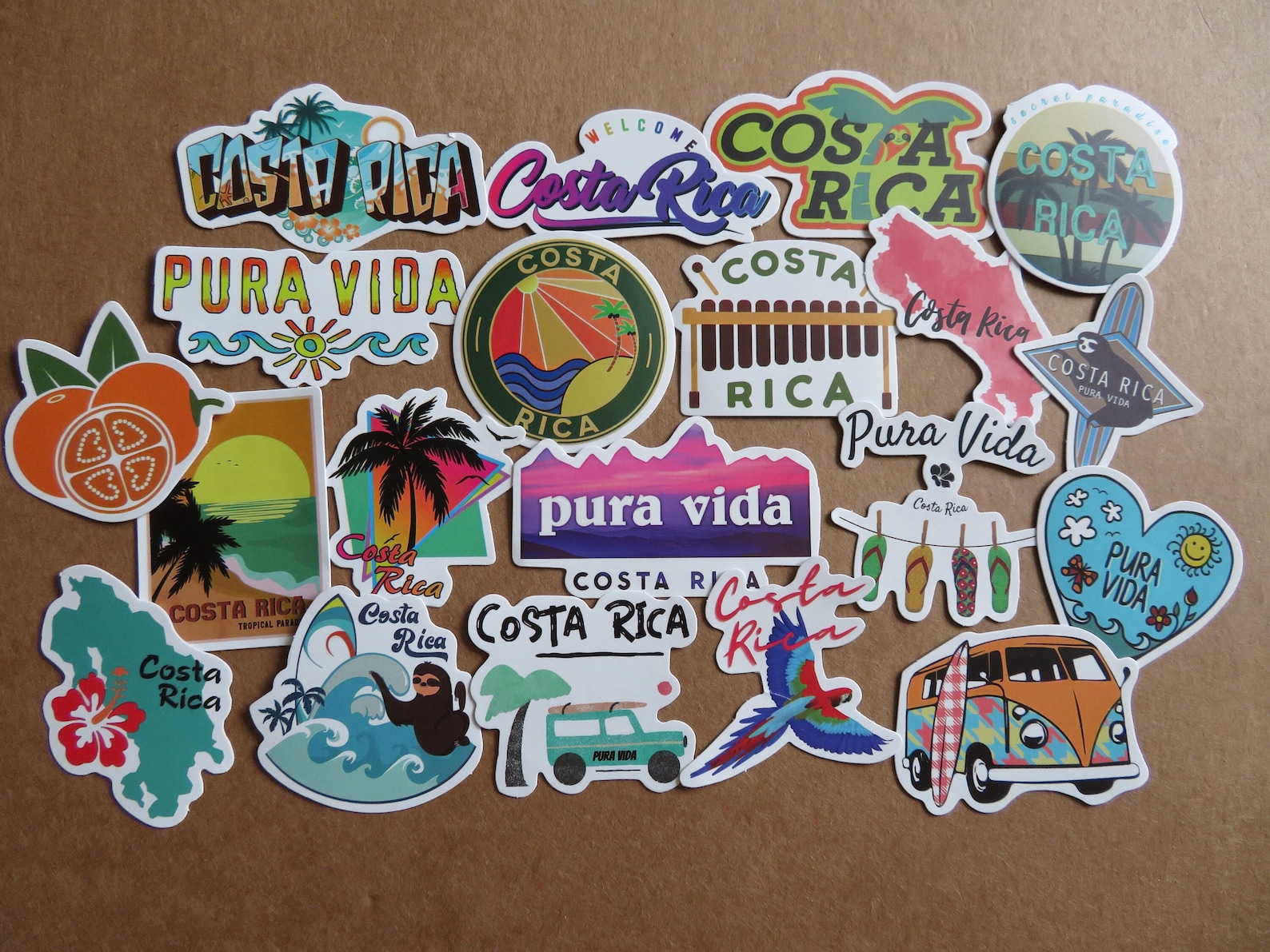 Costa Rica Pura Vida Theme Sticker Pack, Central America Travel ...