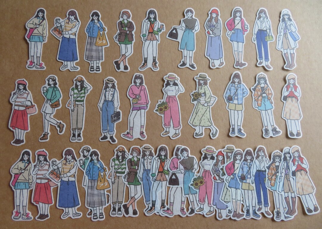 40 People Vellum Stickers, Every Day Fashion Clothing Theme Stickers ...