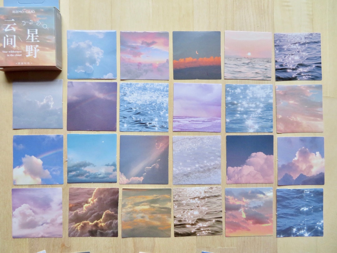 46 Cloud Sky Water Waves Illustrated Stickers, Weather Sunrise Sunset ...