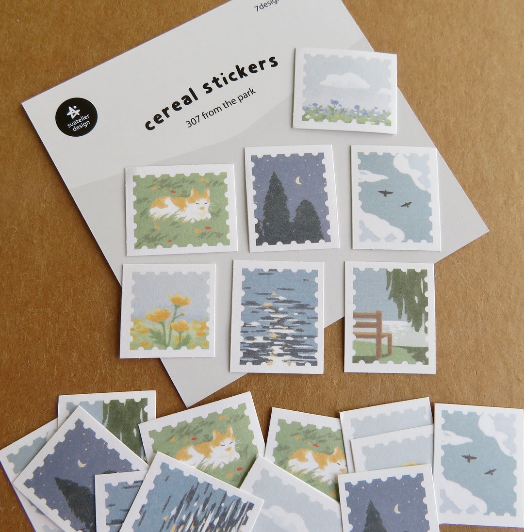 Park Scenery Stickers, Flower Cat Trees Stationery, Suatelier 307 From ...