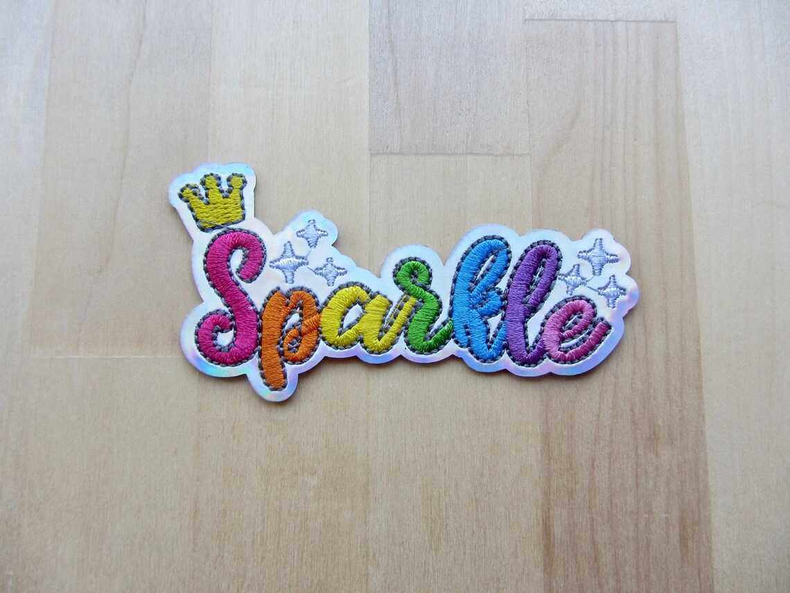 Rainbow Sparkle Word Iron on Patch, Inspirational Positive Word ...