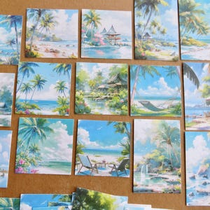 Tropical Travel Scenery Sticker Set, Ocean Beach Scene Stickers ...