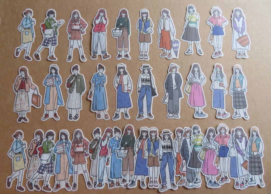 40 People Vellum Stickers, Every Day Fashion Clothing Theme Stickers ...