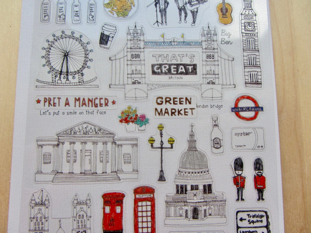 London England Stickers, Travel Doodle Stickers, London Planner ...
