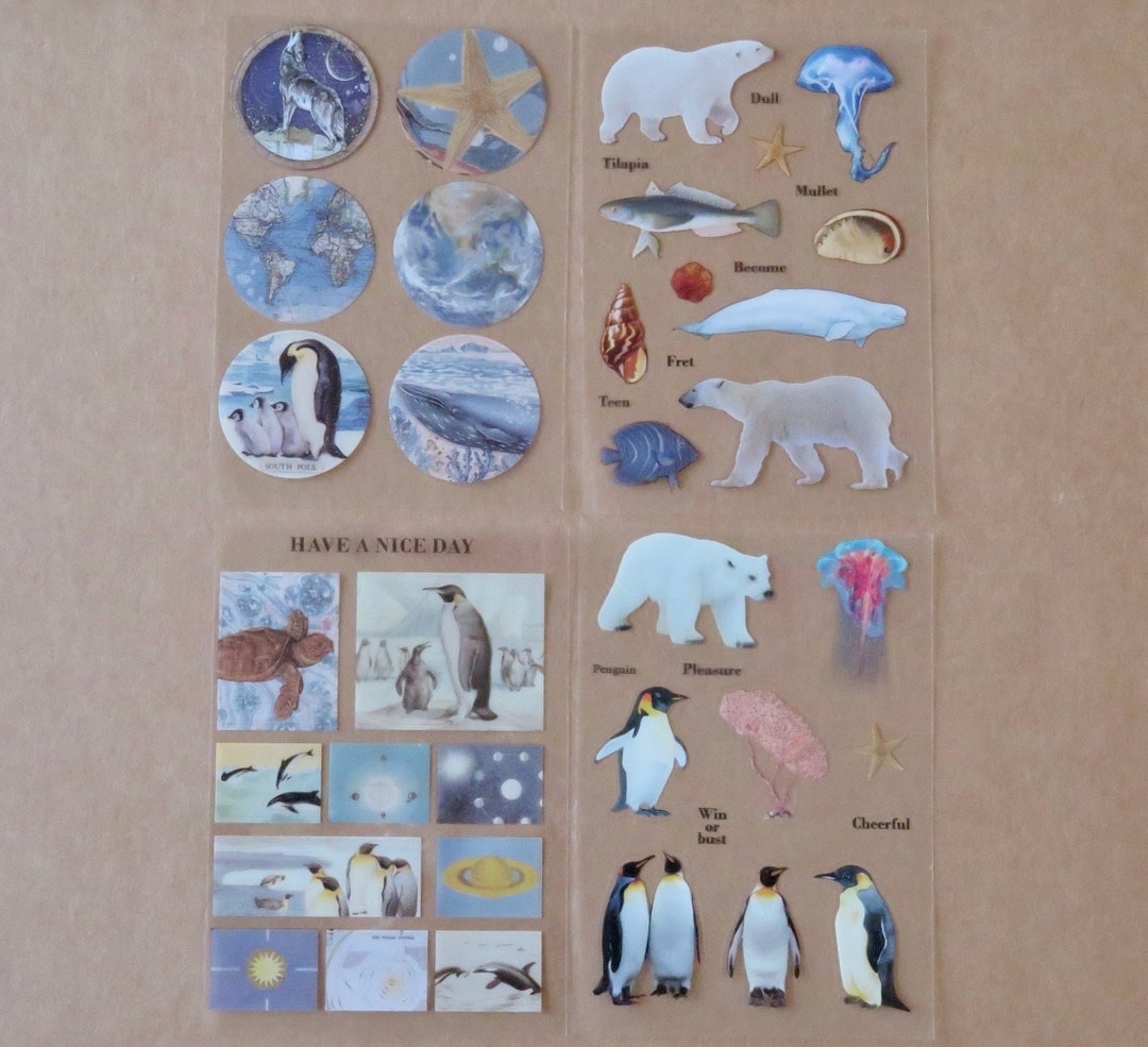 Arctic Animal Penguin Polar Bear Stickers, Marine Theme Planner Journal ...