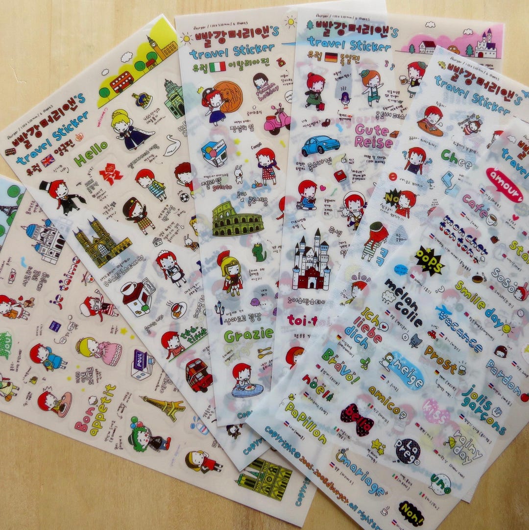 Travel Stickers, Italy Germany England France Stickers, Travel Planner ...