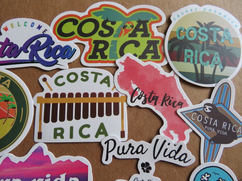 Costa Rica Pura Vida Theme Sticker Pack, Central America Travel ...