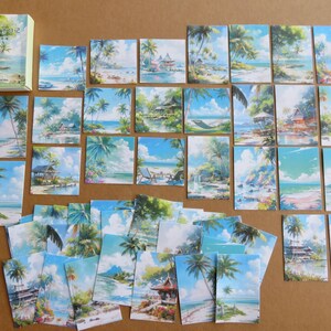 Tropical Travel Scenery Sticker Set, Ocean Beach Scene Stickers ...