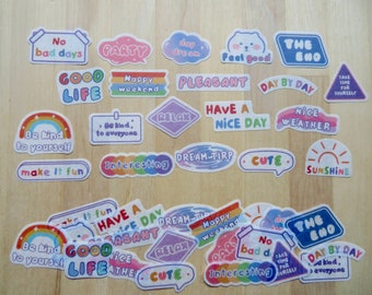 Small Word Stickers White Matte Word Stickers Phrases - Etsy