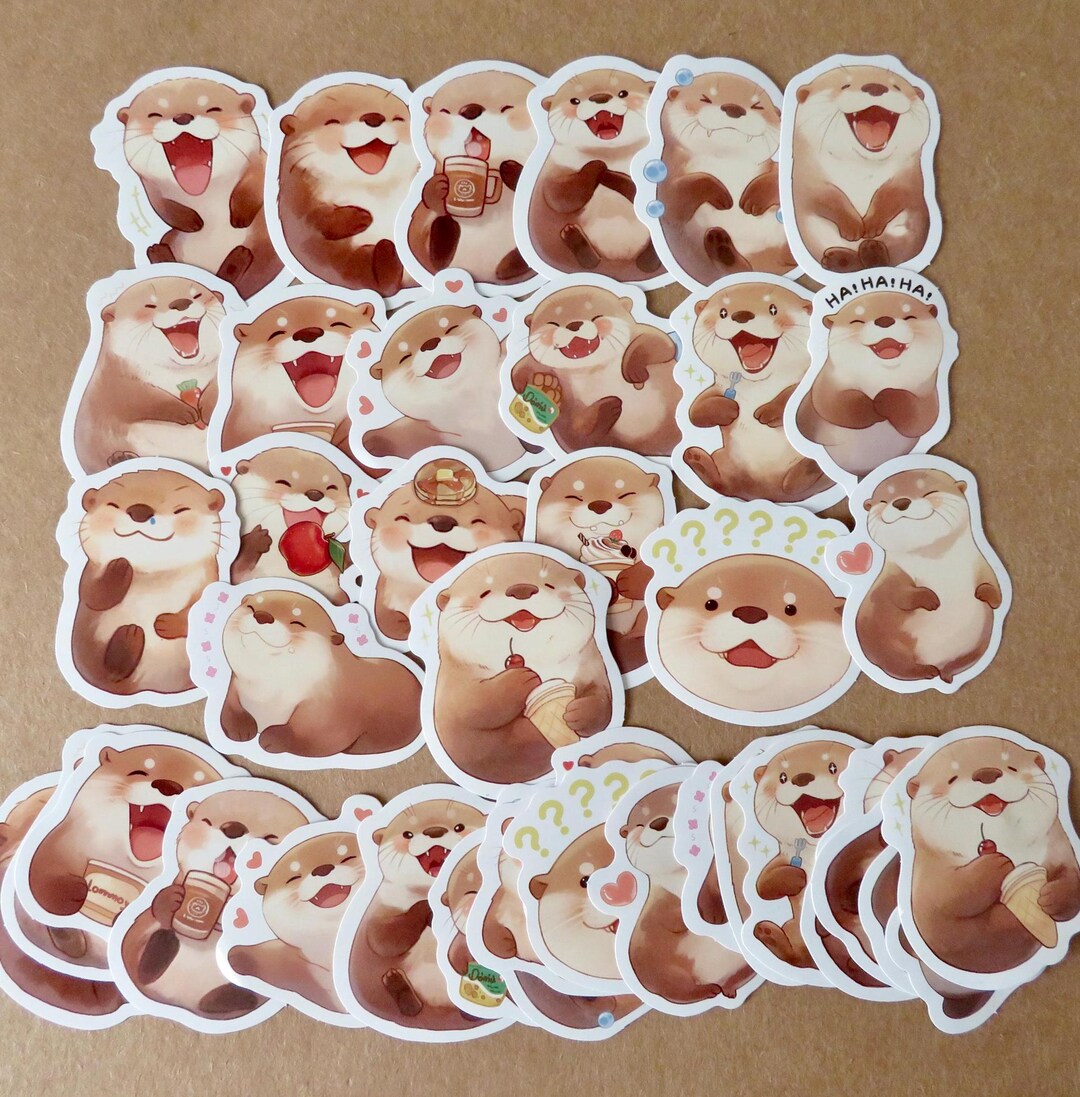 40 Otter Stickers, Funny Illustrated Otter Sticker Set, Cute Otter ...