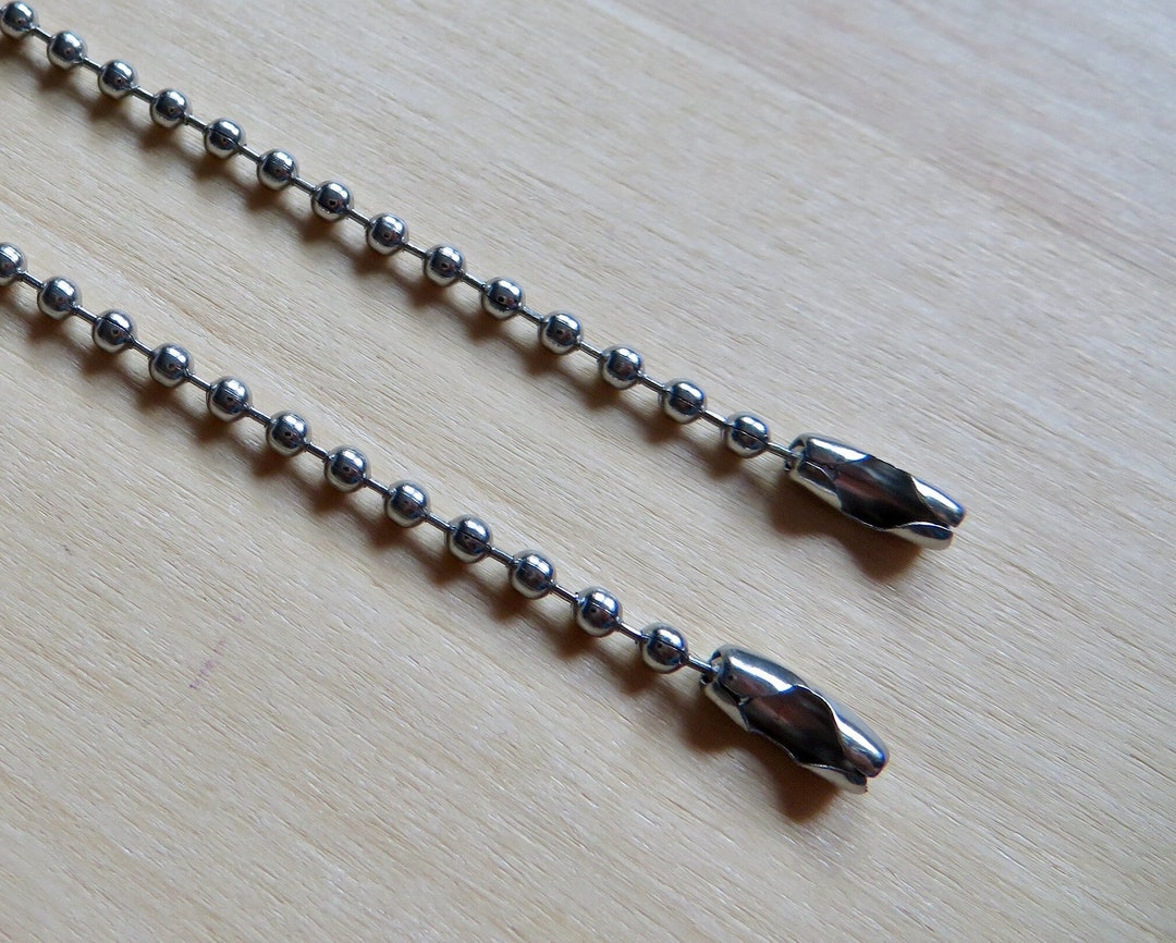2.4 Mm Stainless Steel Ball Chain Necklace W/ Connector, 28 70 Cm ...