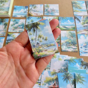 Tropical Travel Scenery Sticker Set, Ocean Beach Scene Stickers ...