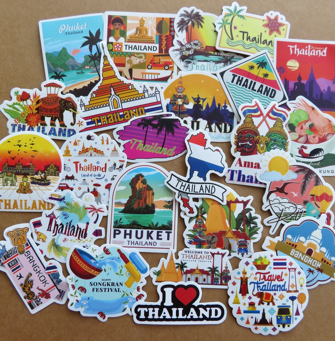 Thailand Theme Sticker Pack, Asia Scrapbooking Journal Planner Stickers ...