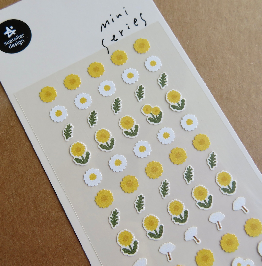 Tiny Yellow & White Flower Stickers, Garden Blossom Planner Stickers ...