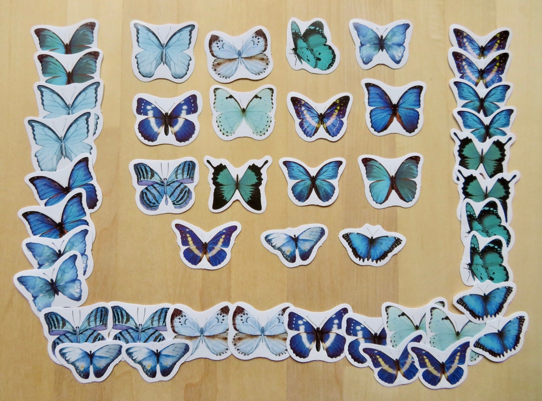 45 Blue Butterfly Stickers, Insect Theme Planner Journal Scrapbook ...
