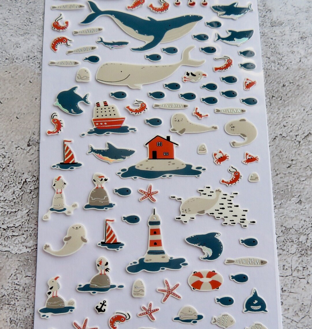 Tiny Ocean Marine Animal Fish Planner Stickers Silver Foil - Etsy