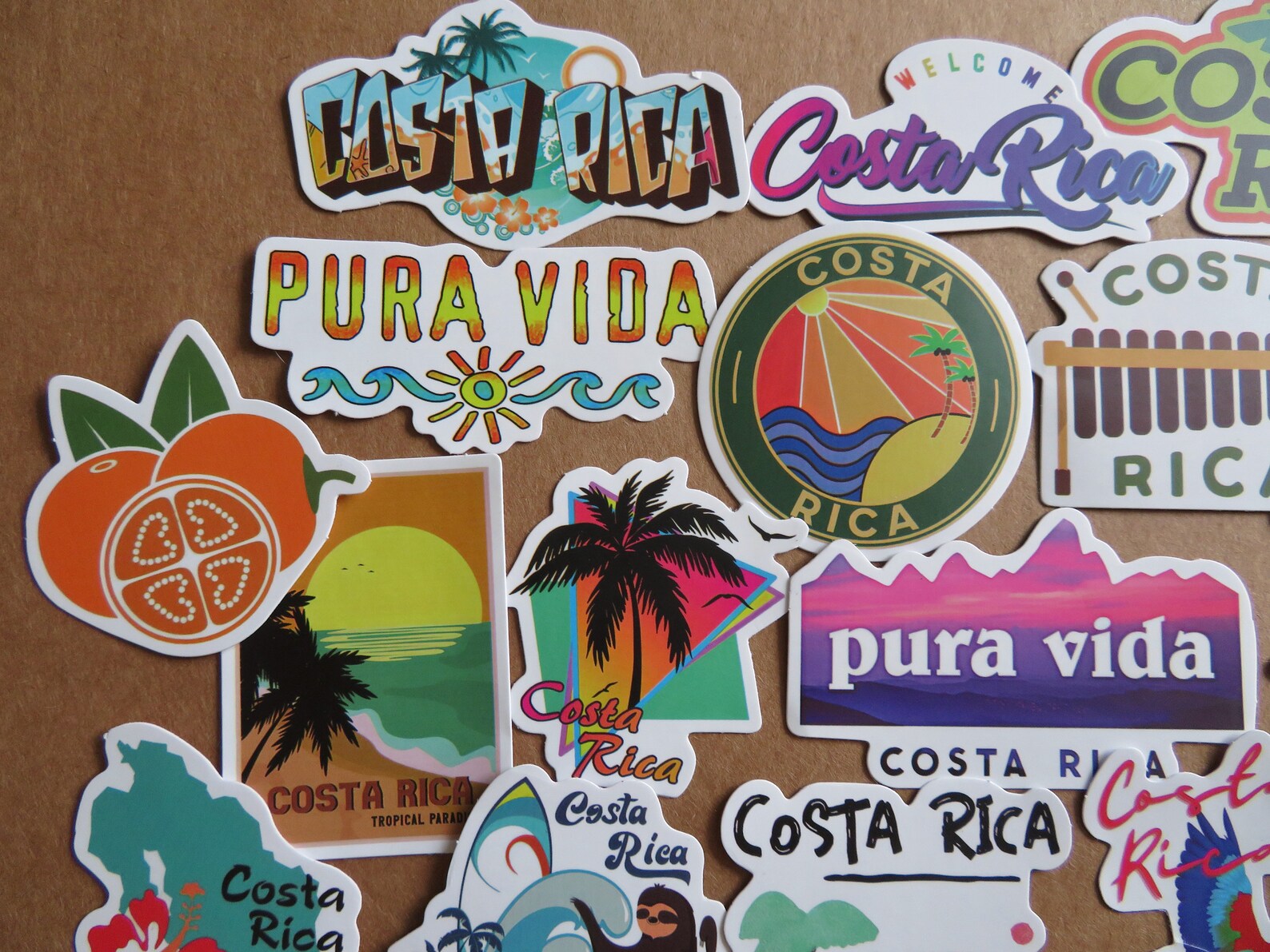 Costa Rica Pura Vida Theme Sticker Pack, Central America Travel ...