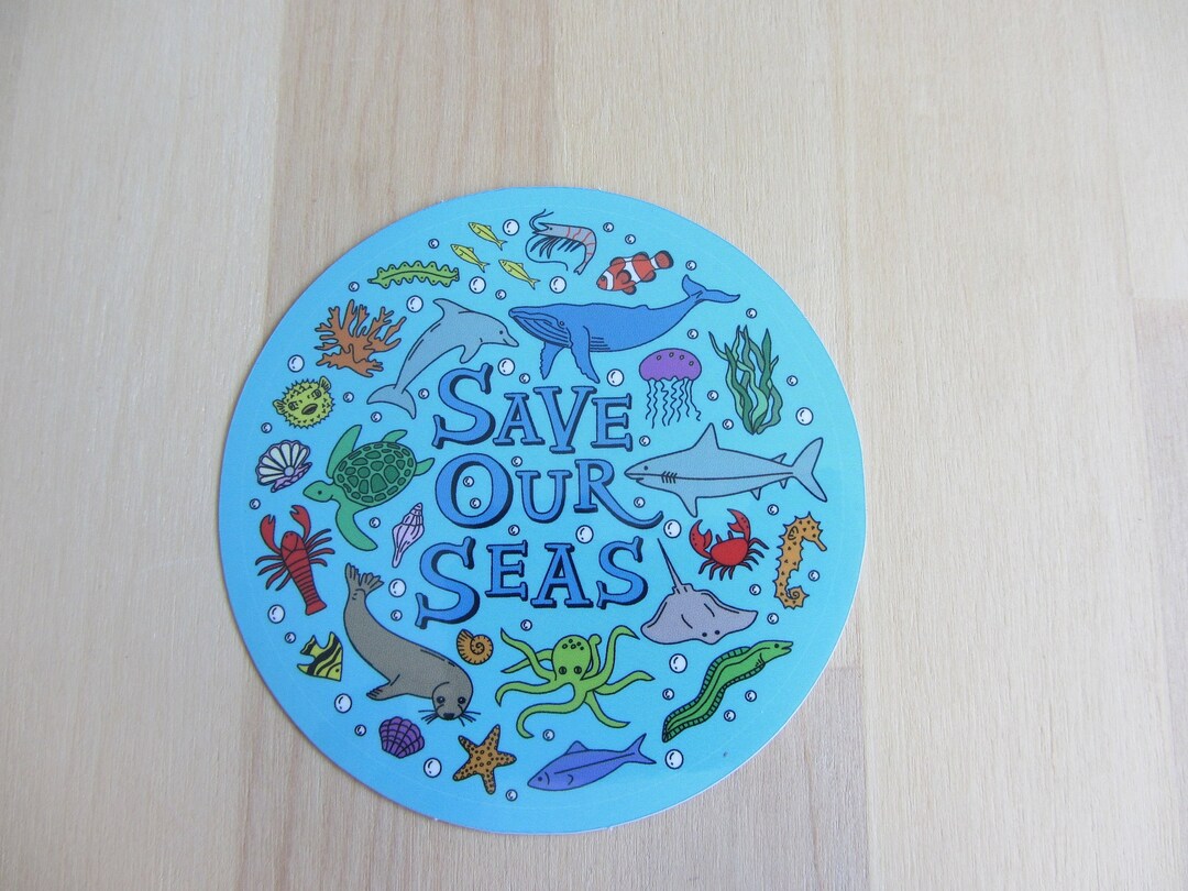 Save Our Seas Ocean Sticker, Sea Animal Marine Conservation Sticker ...