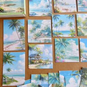Tropical Travel Scenery Sticker Set, Ocean Beach Scene Stickers ...