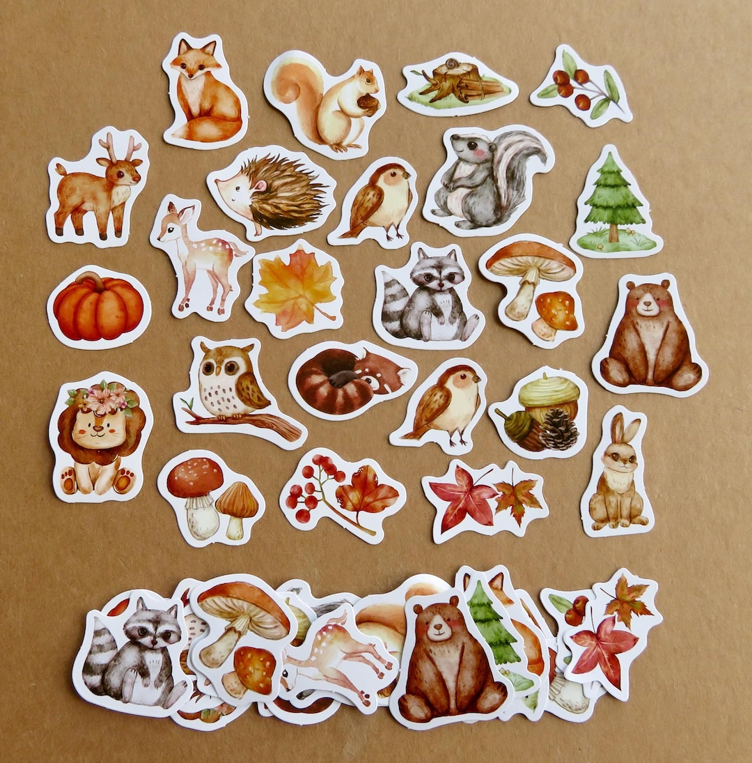 46 Woodland Animal Stickers, Planner Journal Stickers, Autumn Theme ...