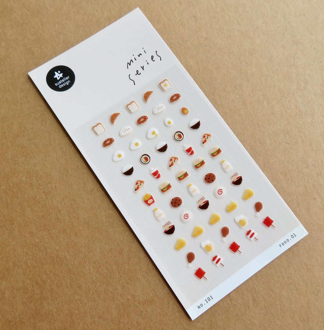 Tiny Junk Food Stickers, Burger Fries Chicken Rice Bowl Stickers ...