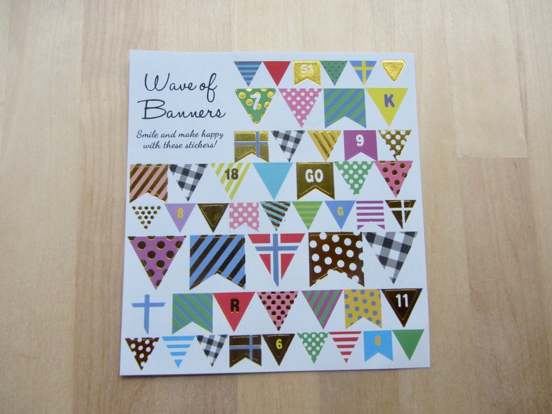 Bunting Banner Sticker Sheet, Kawaii Flag Number Journal Planner ...