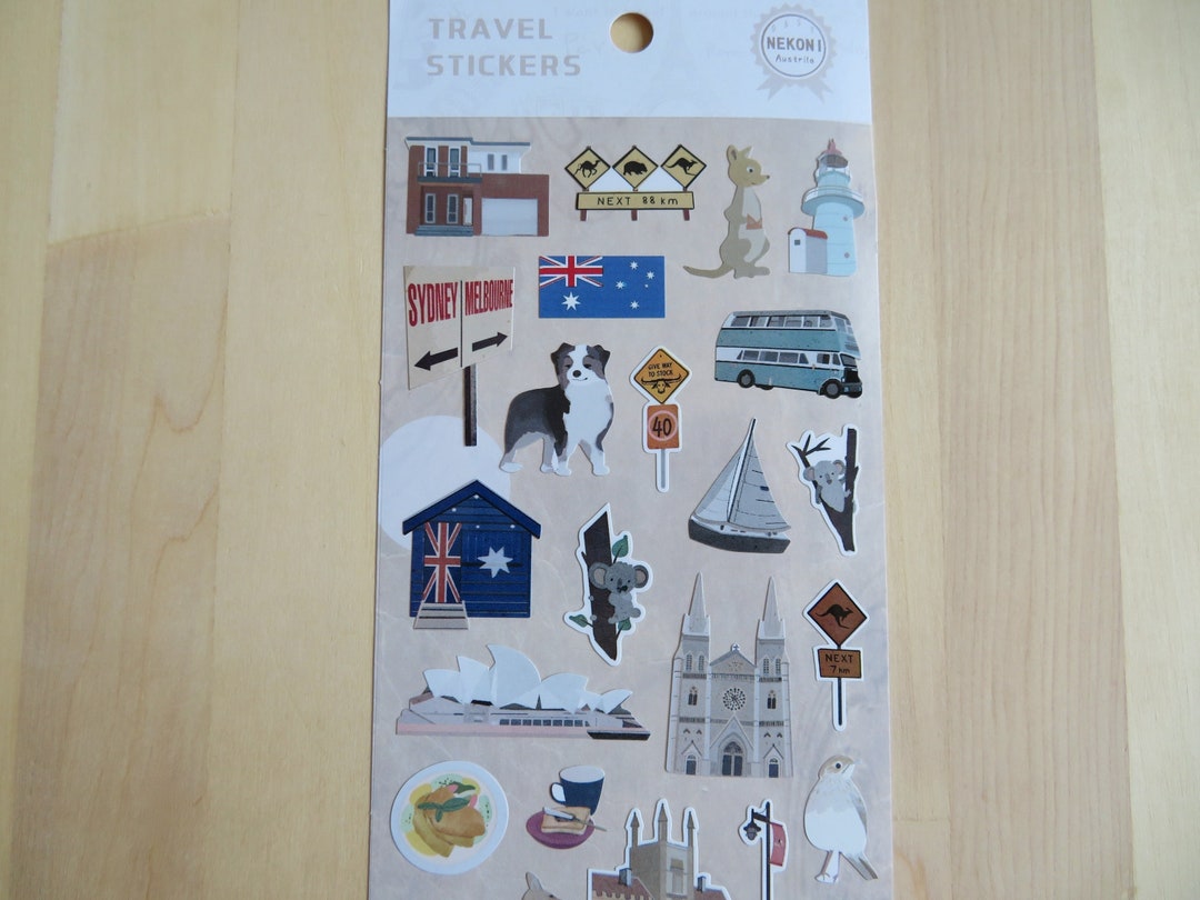 Australia Stickers, Travel Doodle Stickers, Nekoni Australia Landmark ...